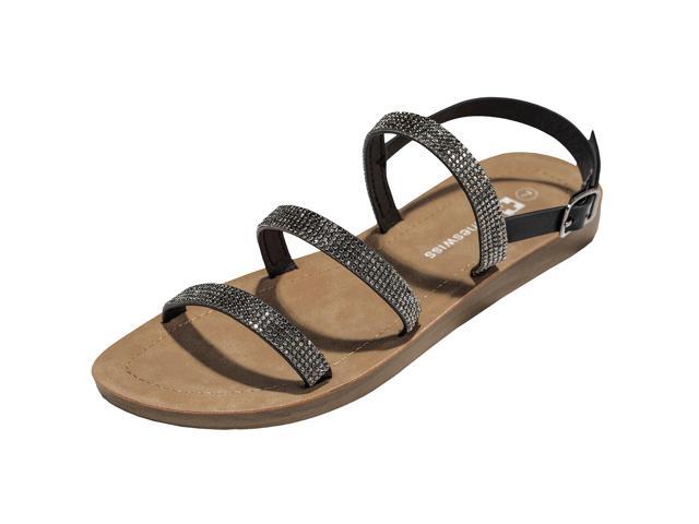 Click here for Alpine Swiss Womens Strappy Rhinestone Sandals Gla... prices