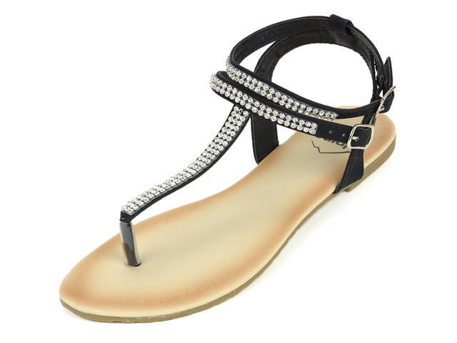 Click here for Alpine Swiss Womens Rhinestone T-Strap Sandals Ank... prices