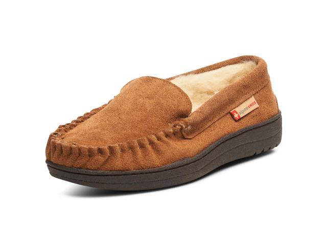 Click here for Alpine Swiss Yukon Mens Suede Shearling Moccasin S... prices