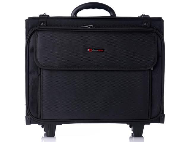 Alpine Swiss Rolling Briefcase Wheel Catalog Hard Case Laptop Bag Lawyer Attache - Black