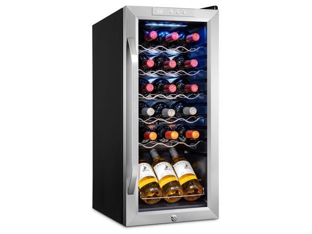 Ivation Freestanding Wine Refrigerator  18 Bottle Wine Cooler - Silver