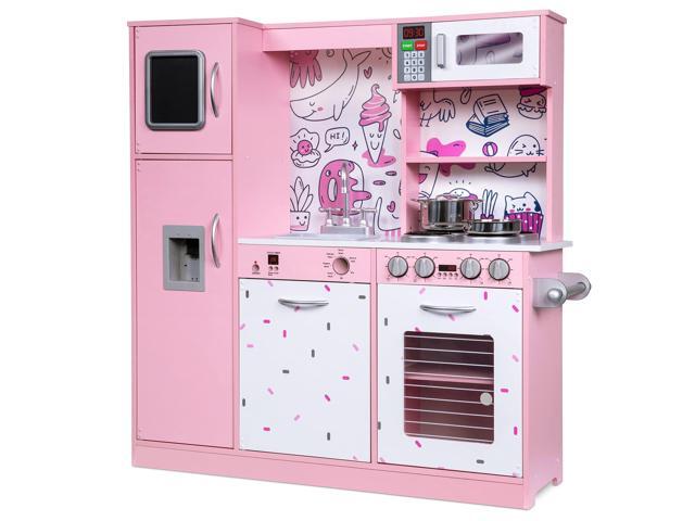 Lil Jumbl Kitchen Set for Kids  Wooden Pretend Play Kitchen Set  Pink - Pink - Emoji