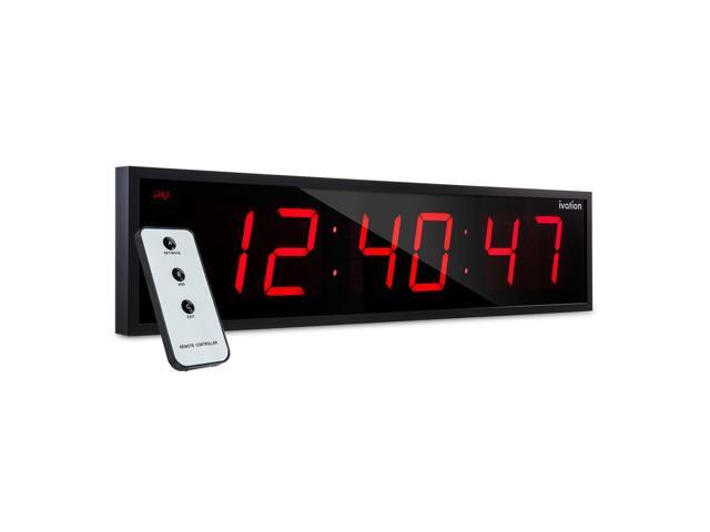 Ivation Huge Large Big Oversized Digital LED Clock - Shelf or Wall Mount (36 Inch - Red) 6-Level Brightness  Mounting Holes & Hardware