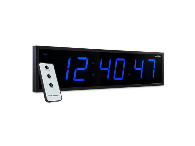 Ivation Large Digital Clock  30 Led Wall Clock with 6-Level Brightness - Blue