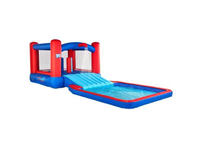 Sunny & Fun Inflatable Water Slide  Blow up Pool & Bounce House - Blue