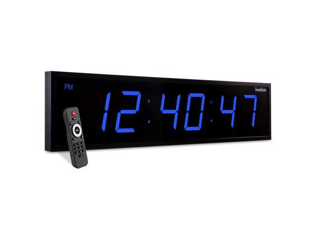 Ivation Huge 60 Inch Large Big Oversized Digital LED Clock with Stopwatch  Alarms  Countdown Timer & Temp - Shelf or Wall Mount (Blue) 6-Level...