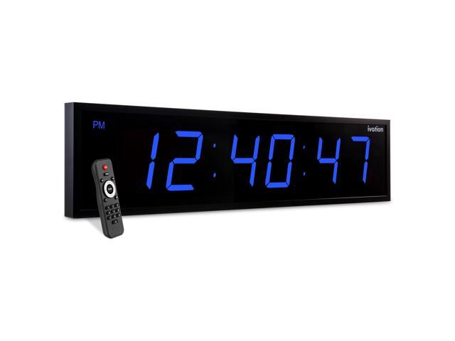 Ivation Large Digital Clock  72 Led Wall Clock with Alarms  Timer & More - Blue