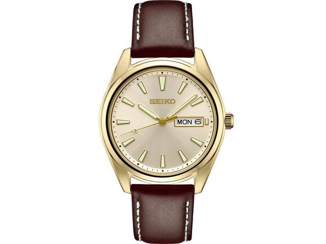 Mens Seiko Essentials Quartz Brown/Yellow Dial Watch - SUR450