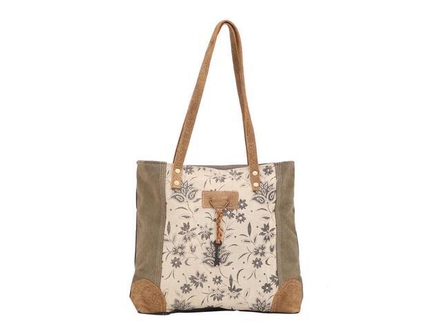 Click here for Myra Bags Unique Key Upcycled Canvas & Cowhide Tot... prices