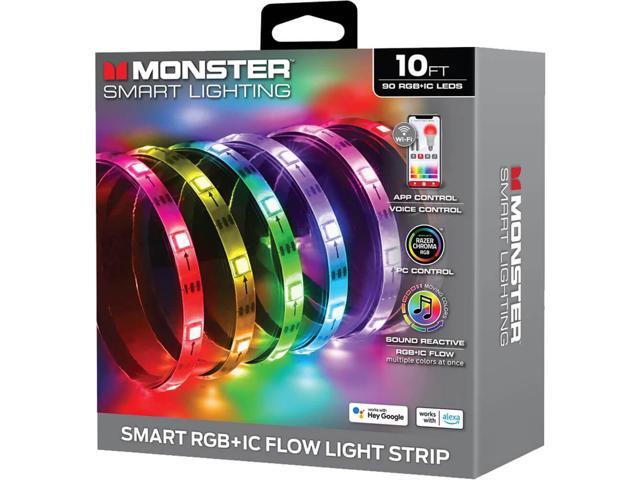Monster 10 Ft. Sound Reactive Color Flow Indoor Led Light Strip with Razer Chroma Smart Sync