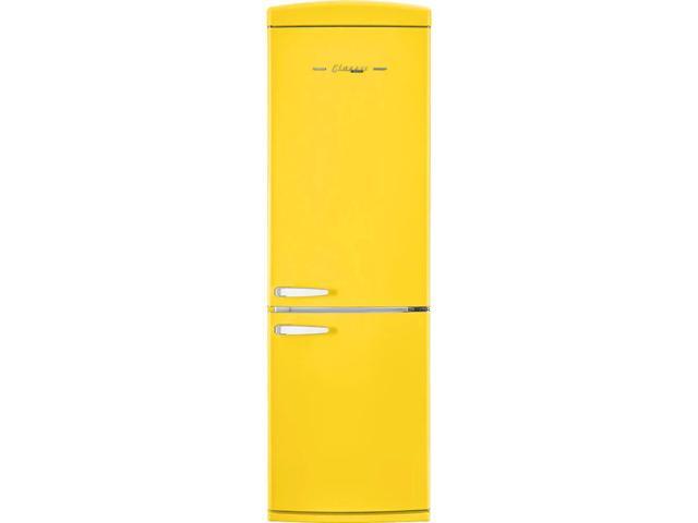 UNIQUE UGP340LYAC 12 Cu. Ft. Canary Yellow Counter-Depth Retro Bottom Freezer Refrigerator