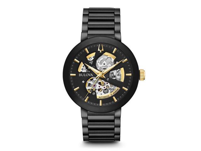 Bulova Mens Futuro Black Stainless Steel Bracelet Watch 42mm