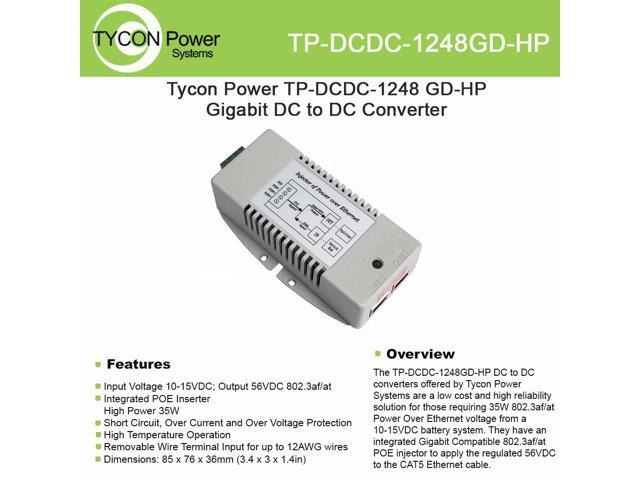 Click here for Tycon Power (TP-DCDC-1248GD-HP) 10-15VDC In  56VDC... prices