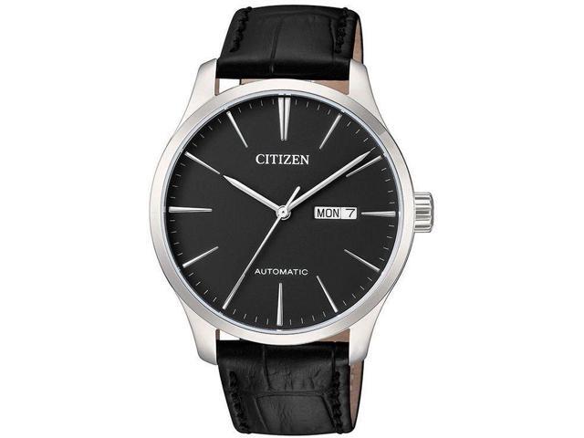 Click here for Mens Citizen Automatic Black Leather Strap Watch N... prices
