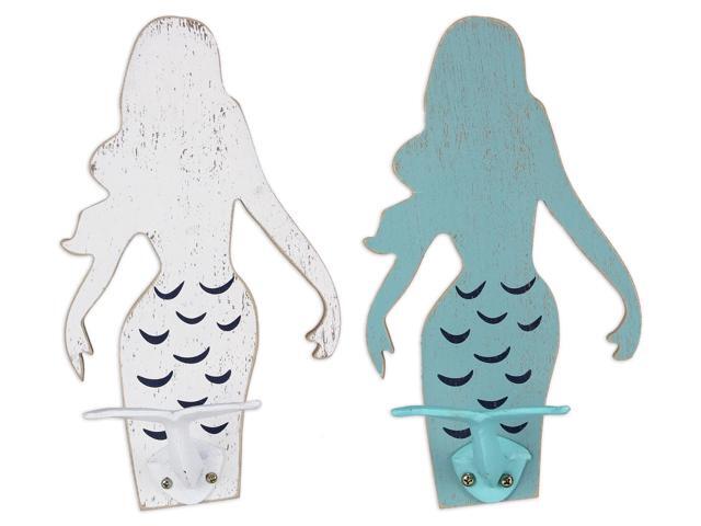 Click here for Blue and White Mermaid Tails Single Wall Hooks Set... prices