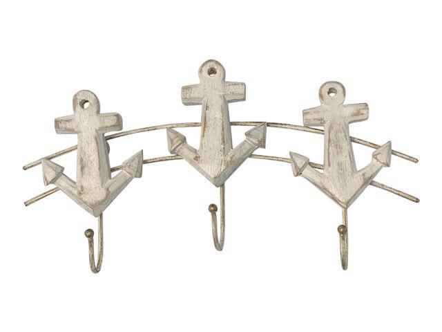 Click here for Ships Anchors Carved Wood Triple Single Hooks Pain... prices