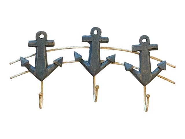 Click here for Ship Anchors Triple Single Wall Hooks Wood Painted... prices