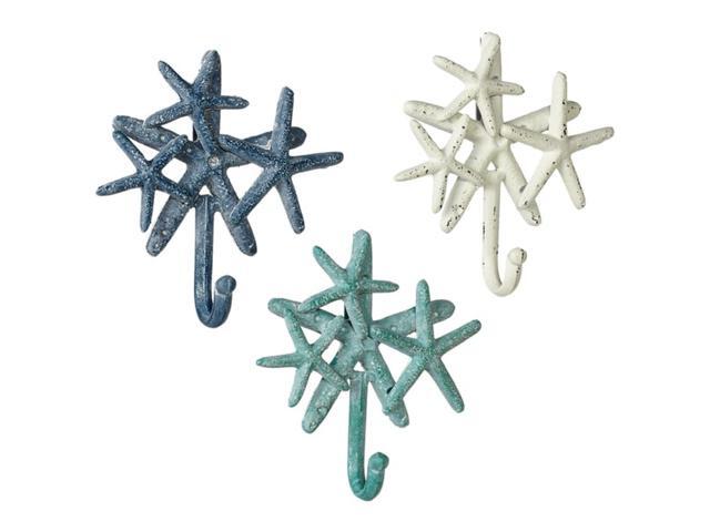 Click here for Starfish Cluster Single Wall Hooks Set of 3 Cast I... prices