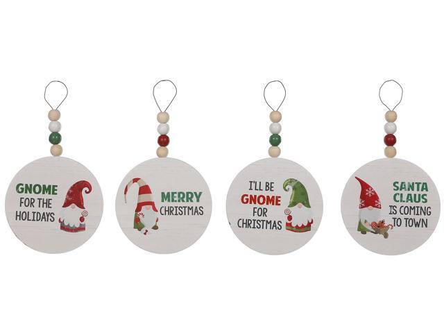 Click here for Beaded Gnomes Wood Round Holiday Ornaments Set of... prices