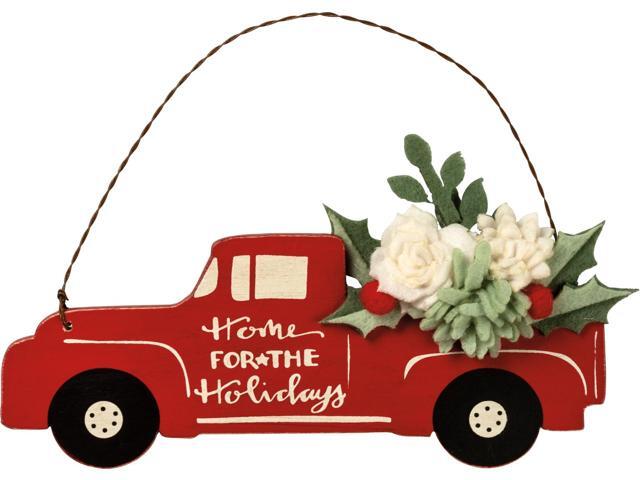 Click here for Red Pickup Truck Home for the Holidays Christmas O... prices