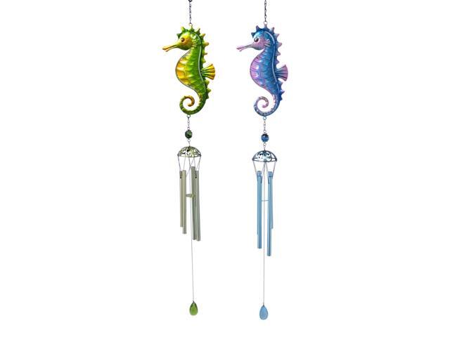 Click here for Blue and Green Seahorses Wind Chimes Set of 2 Meta... prices