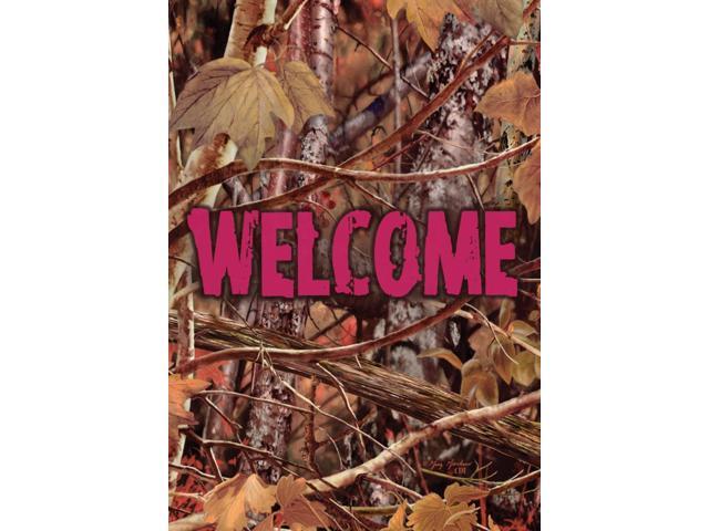 Click here for Pink Camo Welcome Hunter Woodlands 18 X 12 Inch Ga... prices