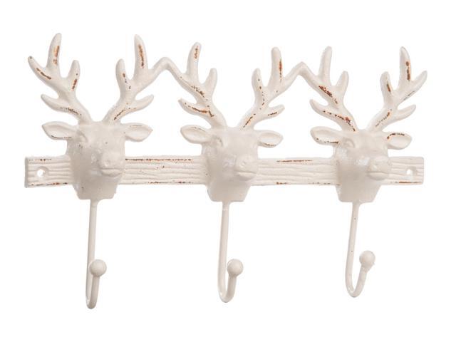 Click here for Stag Deer Head Triple Wall Hooks Painted Cast Iron prices