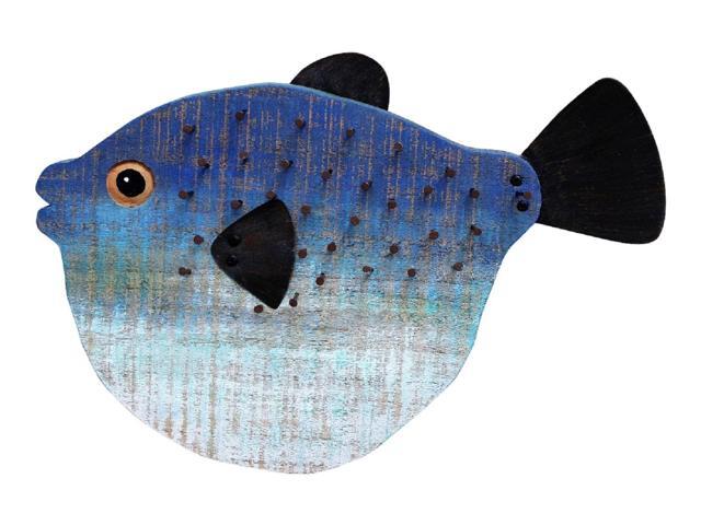 Click here for Blue Porcupine Fish Wood Wall Decor 15.25 Inches prices