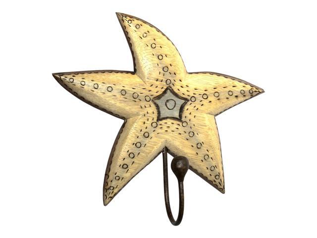 Click here for Hand Carved Starfish Single Hook Hanger Wood Burne... prices