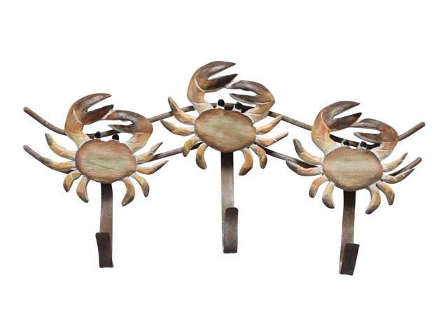 Click here for Stone Crab Triple Hooks Carved Wood and Metal Wall... prices