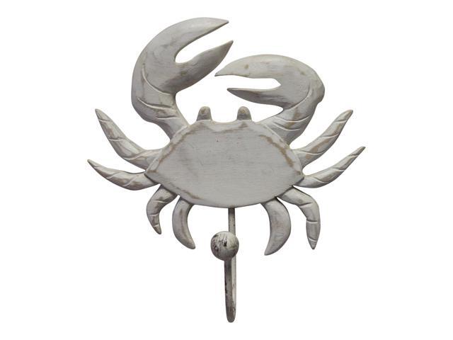 Click here for Crab Carved Whitewashed Wood Wall Single Hook 8.5... prices