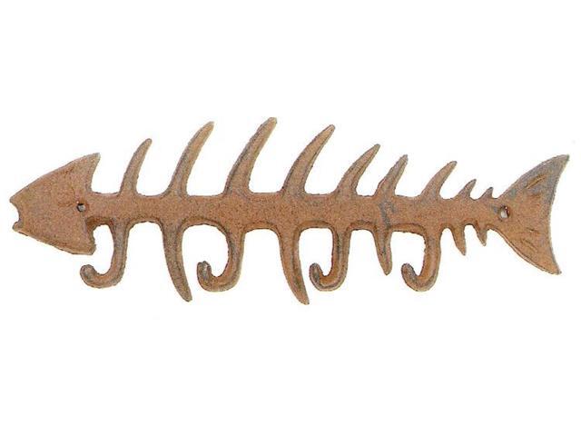 Click here for Antique Reproduction Cast Iron Fish Bones Wall Hoo... prices