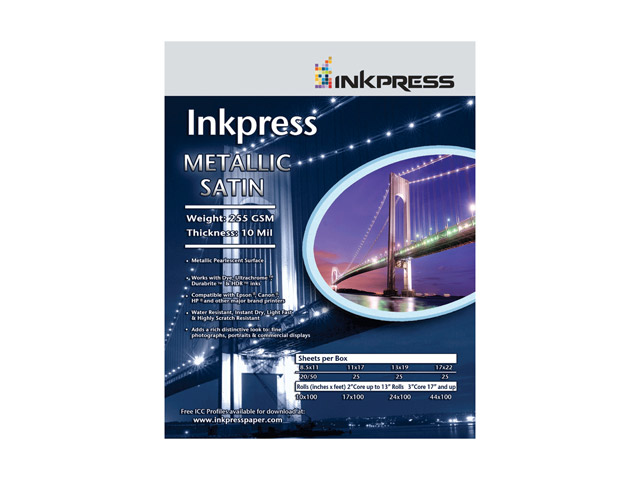 Click here for Inkpress Metallic Satin Paper 13x19 - 25 Sheets prices