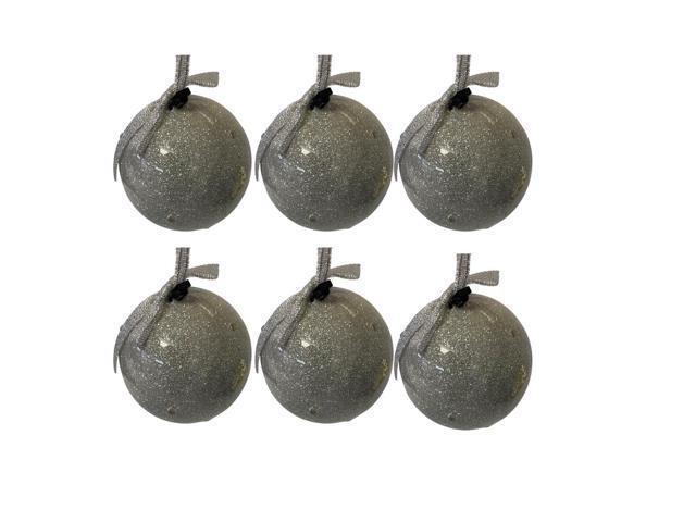 Click here for Twinkle Bulbs (6) Silver Glitter Balls Ornaments w... prices