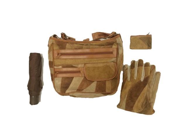 Click here for Patchwork Suede Shoulder Bag Set w/ Gloves  Umbrel... prices