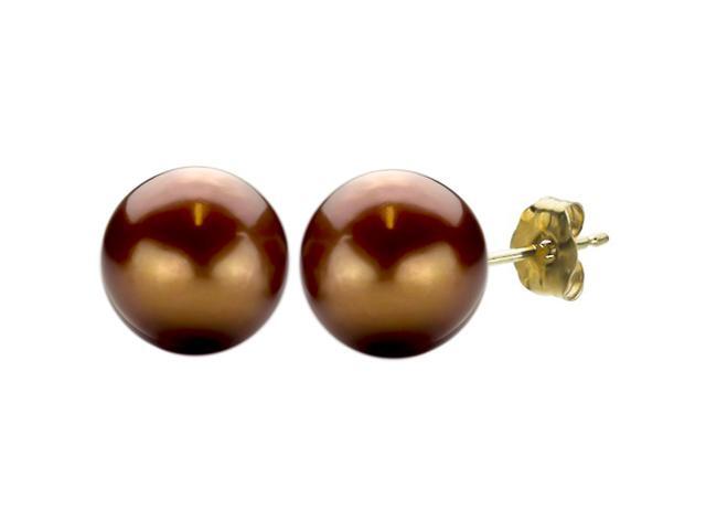 Click here for DaVonna 14k Gold Brown Freshwater Pearl Stud Earri... prices