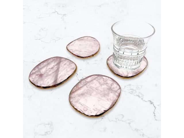 Click here for Modern Home Set of 4 Natural Rose Quartz Stone Coa... prices