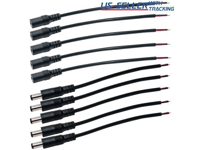 Click here for 5qty DC Power Pigtail Set Male & Female Barrel Jac... prices