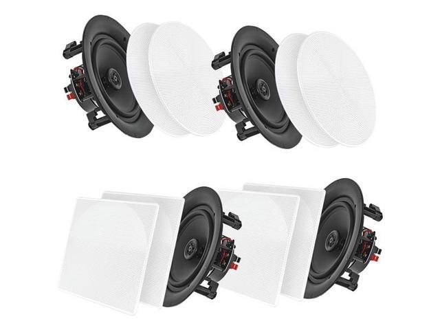 Pyle 5.25 Bluetooth Ceiling / Wall Speaker Kit - 2-Way Flush Mount Speakers with Built-in Bluetooth  150W Max Power (4 Speakers) - White