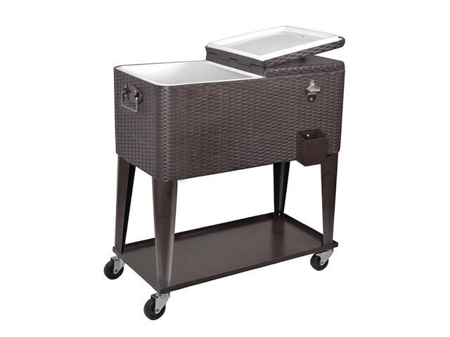 Click here for Outdoor Patio Rolling Cooler Cart 80 Qt Wicker Ice... prices