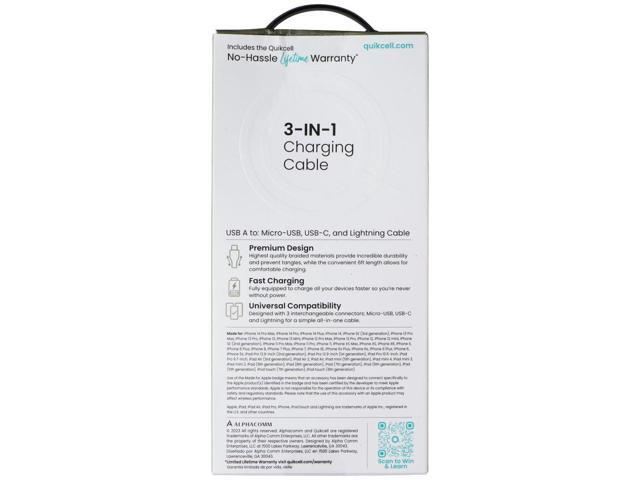 Click here for Quikcell 6FT USB-A to Micro USB  USB-C & Lightning... prices