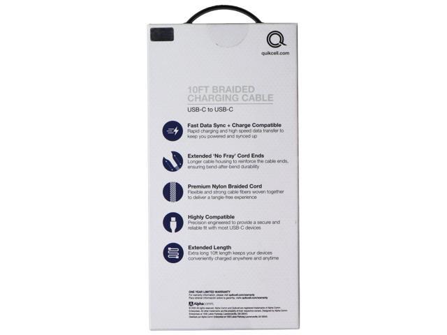 Click here for Quikcell 10ft Braided USB-C to USB-C Cable - Black prices