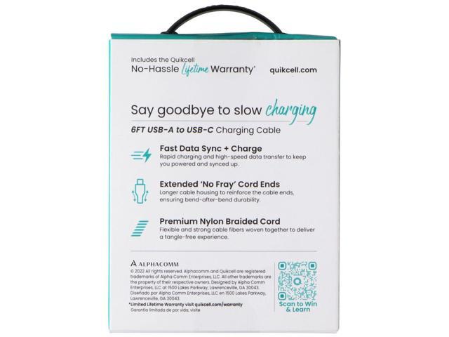 Click here for Quikcell 6ft Braided USB-A to USB-C Charging Cable... prices