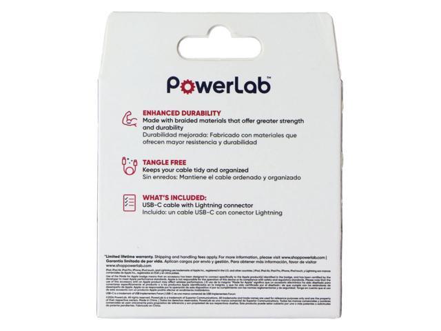 Click here for PowerLab Braided (10-Ft) USB-C to 8-Pin Charge Syn... prices