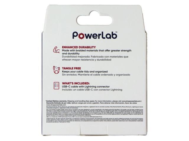 Click here for PowerLab 6FT USB-C to Lightning 8-Pin Braided Char... prices