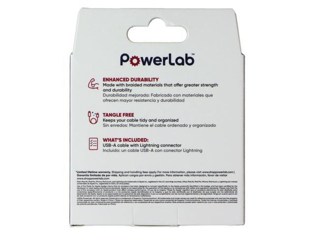 Click here for PowerLab 6FT USB-A to Lightning 8-Pin Braided Char... prices