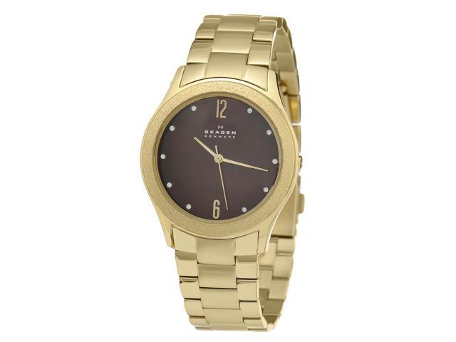 Click here for Skagen Gold Stainless Steel Brown Dial Womens Watc... prices