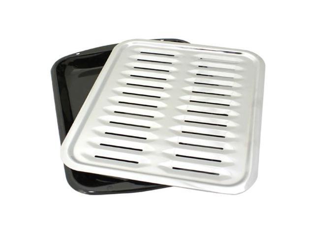 2-Piece Heavy Duty Porcelain and Chrome Plated Full Size Broiler Pan Range Kleen