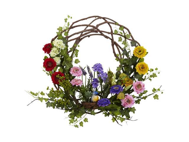 Click here for Nearly Natural 4988 22 in. Spring Floral Wreath prices