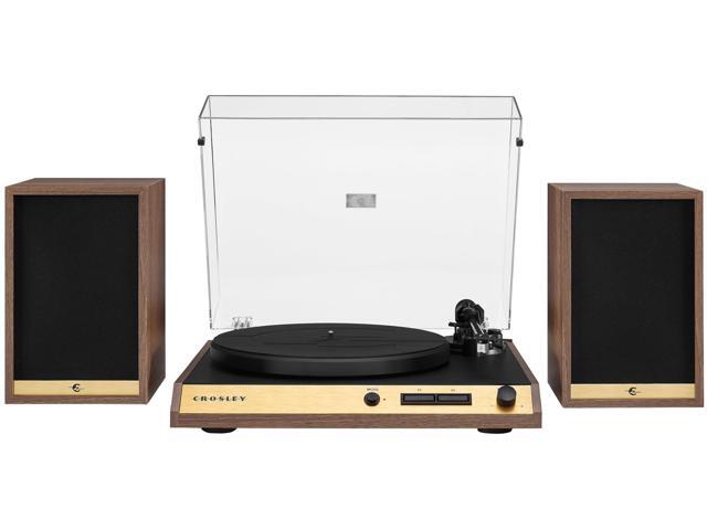 Crosley C72 2-Speed Belt-Drive Bluetooth Turntable Record Player with 80W Speakers and Carbon Fiber Tonearm  Walnut